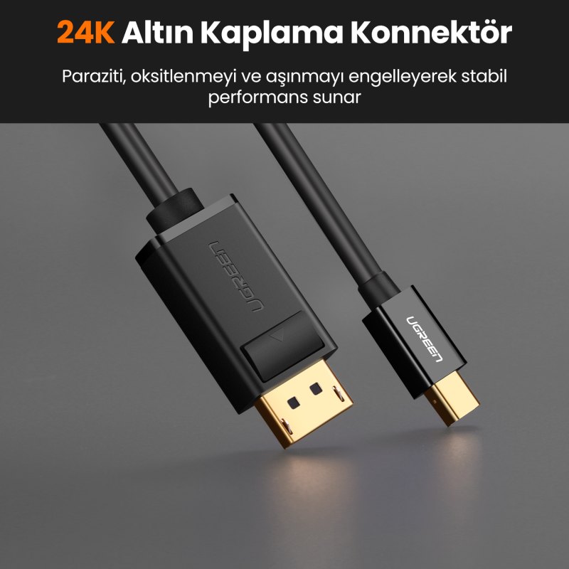 Ugreen 4K Mini DisplayPort to DisplayPort Dönüştürücü Kablo 1.5 Metre ...