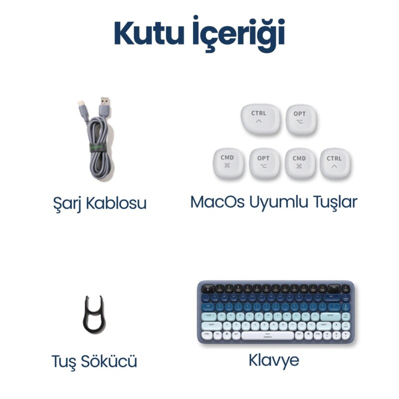 Ugreen FUN+ Brown Switch Bluetooth Kablosuz İngilizce Mekanik Q Klavye ...